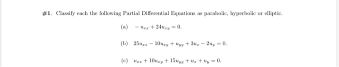 Solved #1. Classify each the following Partial Differential | Chegg.com