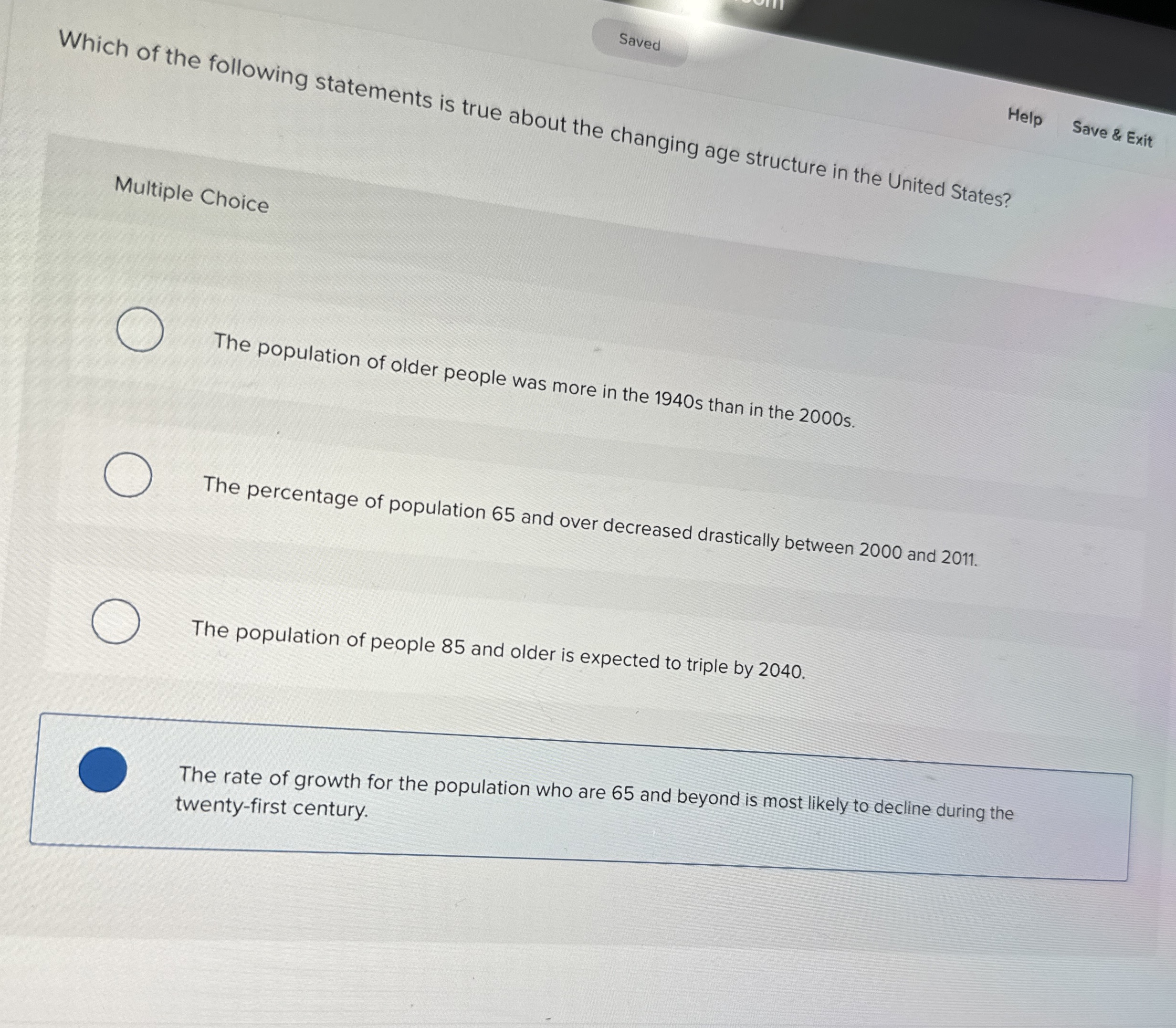 Solved SavedHelp Save & ExitWhich of the following | Chegg.com