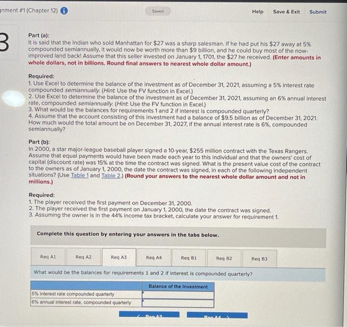 Solved inment #1 (Chapter 12) Saved Help Save & Exit Submit | Chegg.com