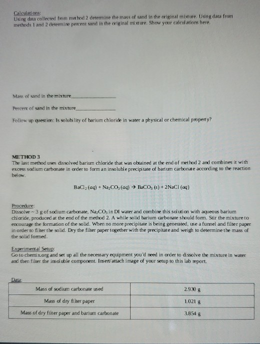 Spring 2020 Chemistry 310 Lab 10 Analysis of a Mixte | Chegg.com