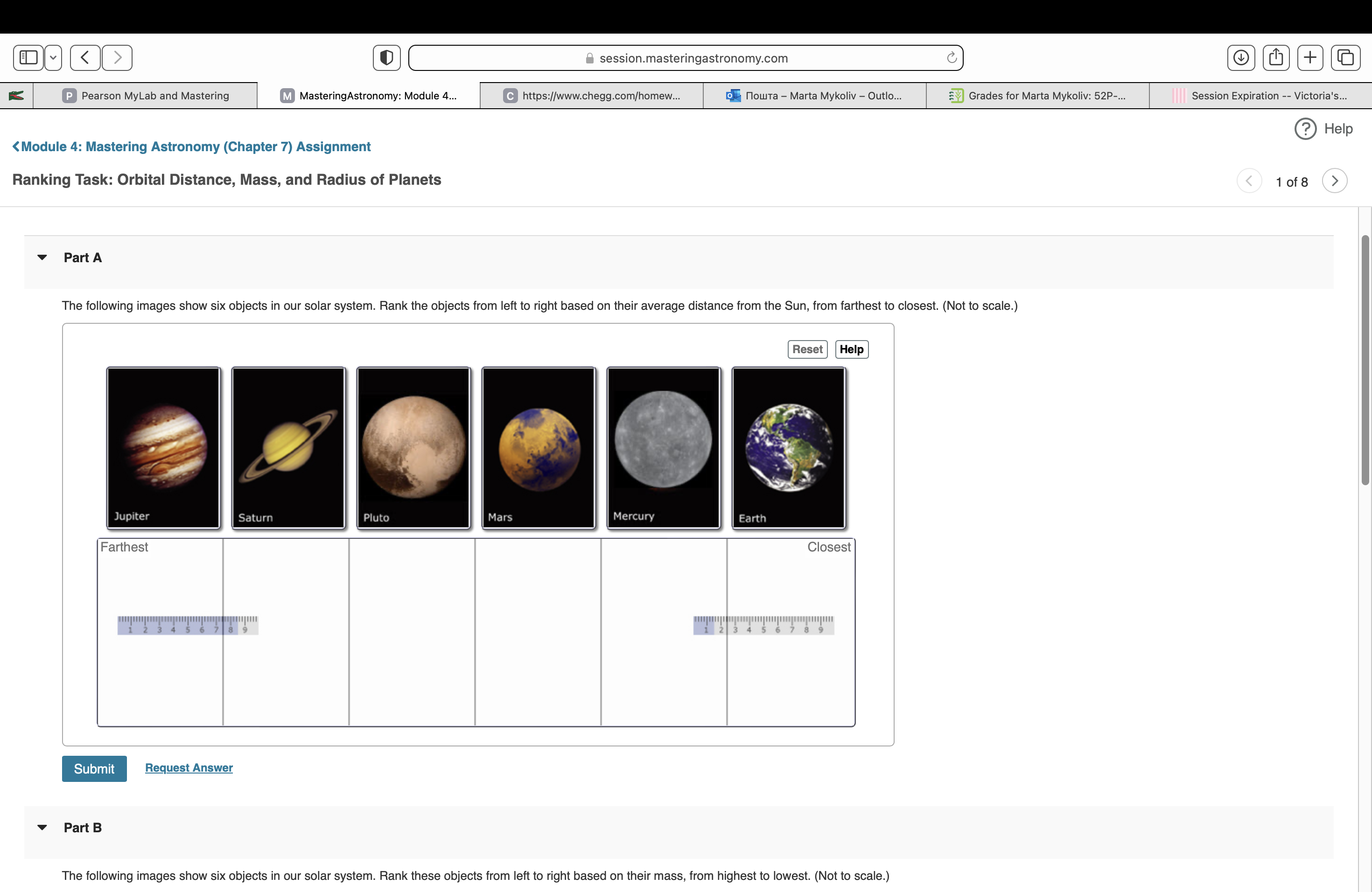 Solved The following images show six objects in our solar | Chegg.com