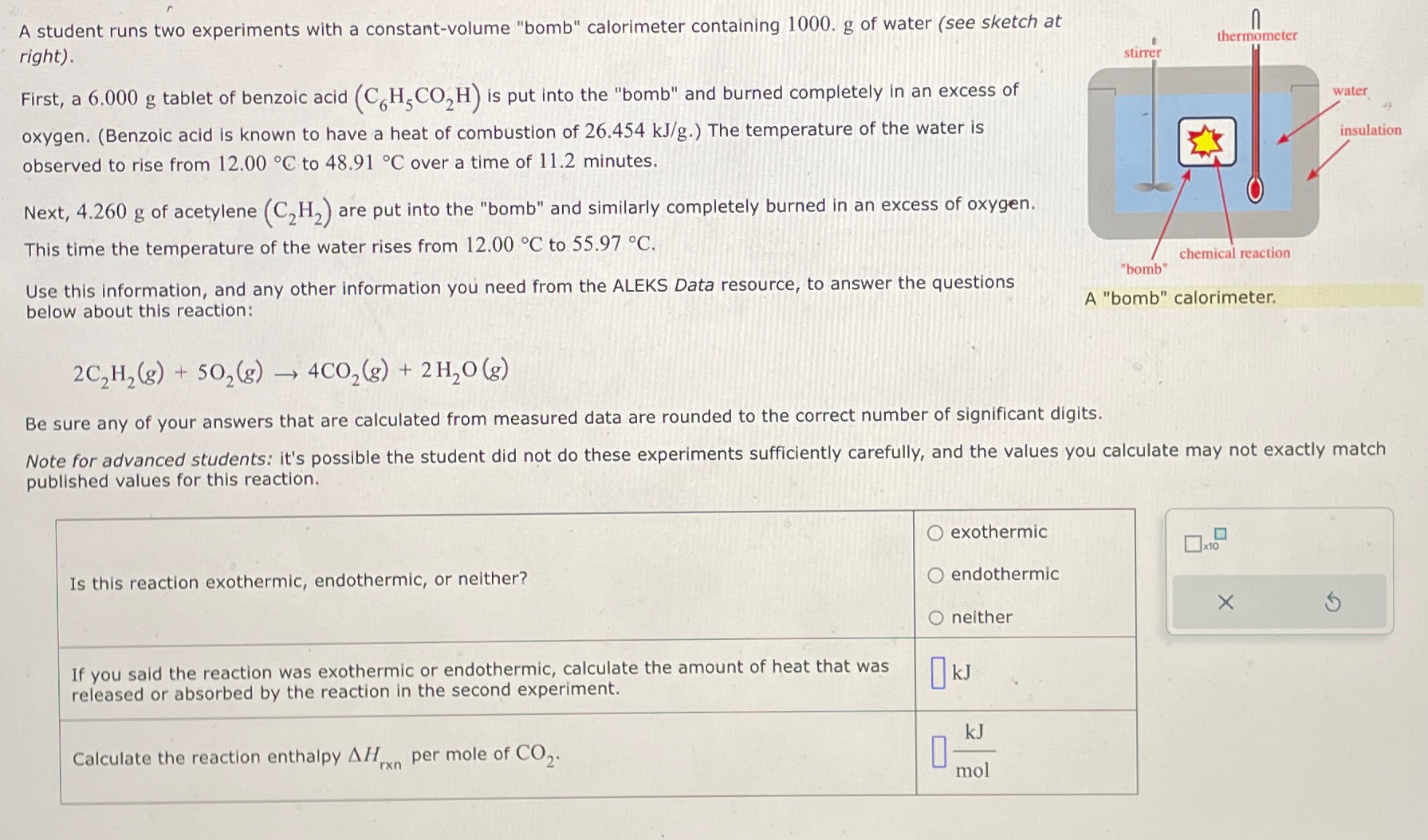 Solved A student runs two experiments with a constant-volume | Chegg.com