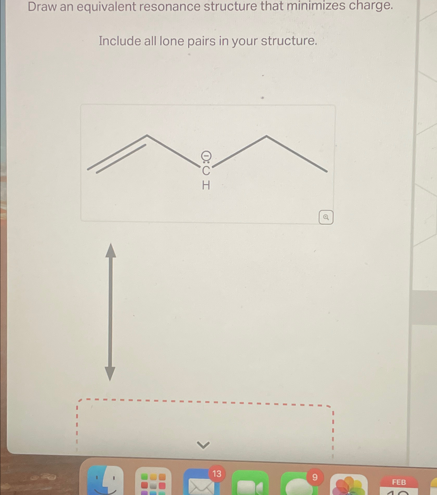 Solved Draw an equivalent resonance structure that minimizes | Chegg.com