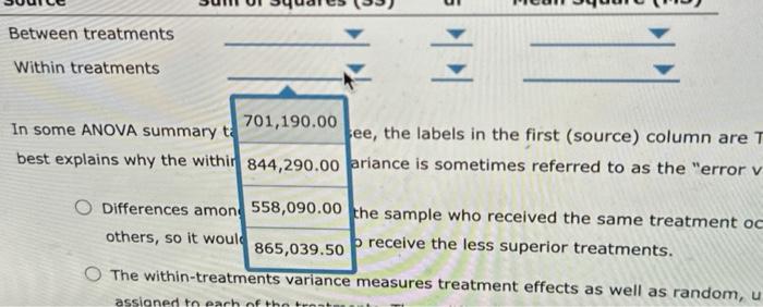 Solved ANOVA calculations and rejection of the null | Chegg.com