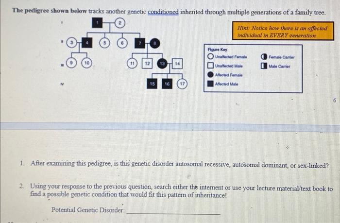 Solved The pedigree shown below tracks another genetic | Chegg.com