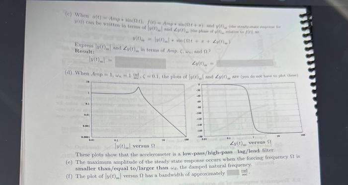 Solved 9.5 Frequency response of an accelerometer The | Chegg.com