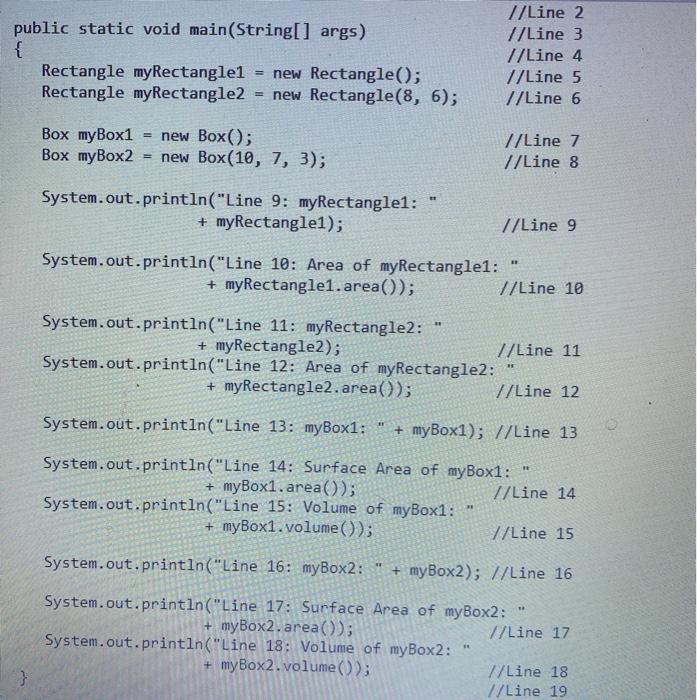 Solved public static void main(String[] args) { Rectangle | Chegg.com