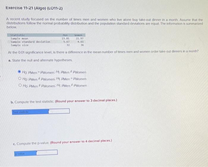 Solved Exercise 17-21 (Algo) (LO17-2) A recent study focused | Chegg.com