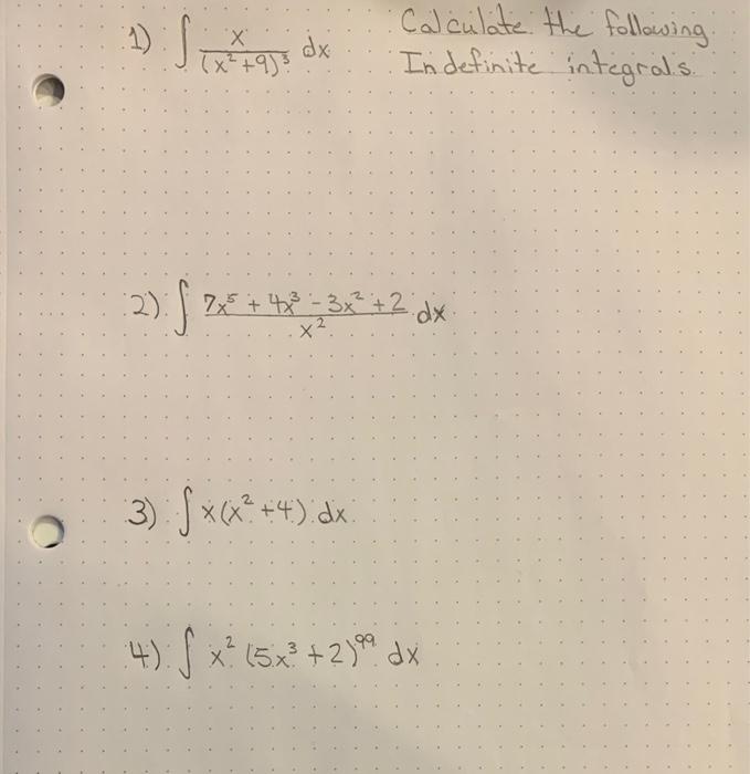 Solved Realy struggling on these indefinite integral | Chegg.com