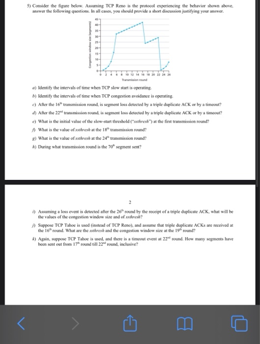 Solved 5) Consider the figure below. Assuming TCP Reno is | Chegg.com