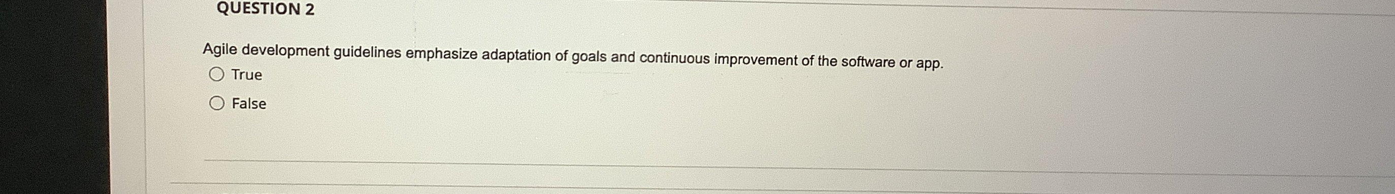 Solved QUESTION 2Agile development guidelines emphasize | Chegg.com