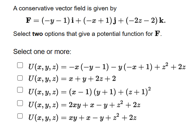 Solved A conservative vector field is given | Chegg.com