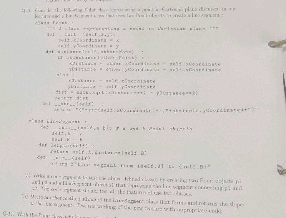 Solved Q-10. ﻿Consider the following Point class | Chegg.com