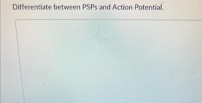 Solved Differentiate between PSPs and Action Potential. | Chegg.com