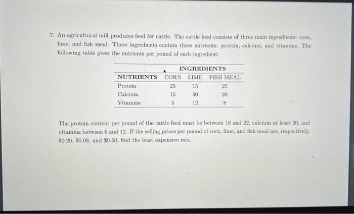Solved 5. A biologist wishes to feed laboratory rabbits a | Chegg.com