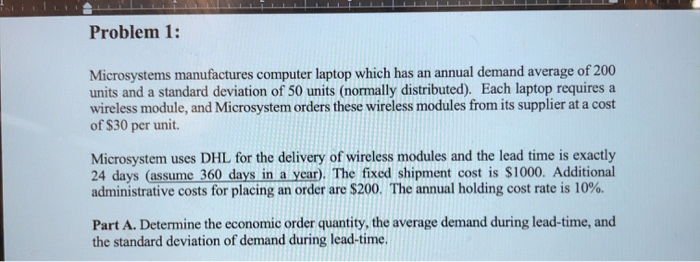 Solved Problem 1: Microsystems manufactures computer laptop | Chegg.com