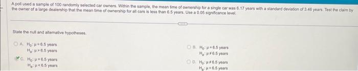 Solved A poll used a sample of 100 randomly selected car | Chegg.com
