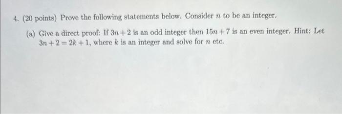 Solved 4. (20 points) Prove the following statements below. | Chegg.com