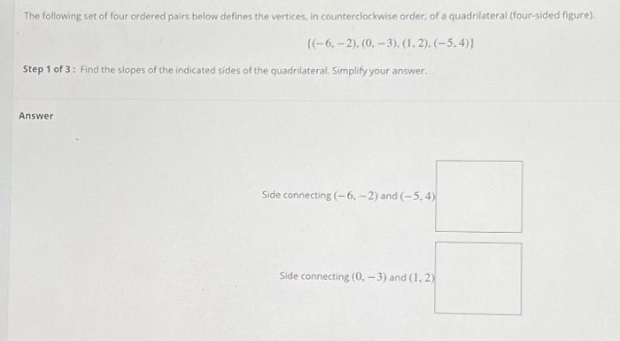 Solved The following set of four ordered pairs below defines | Chegg.com