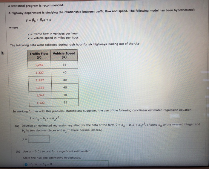 Solved A statistical program is recommended. A highway | Chegg.com