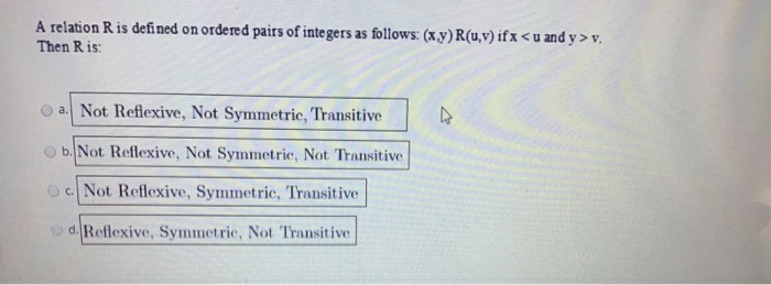 Solved A relation R is defined on ordered pairs of integers | Chegg.com