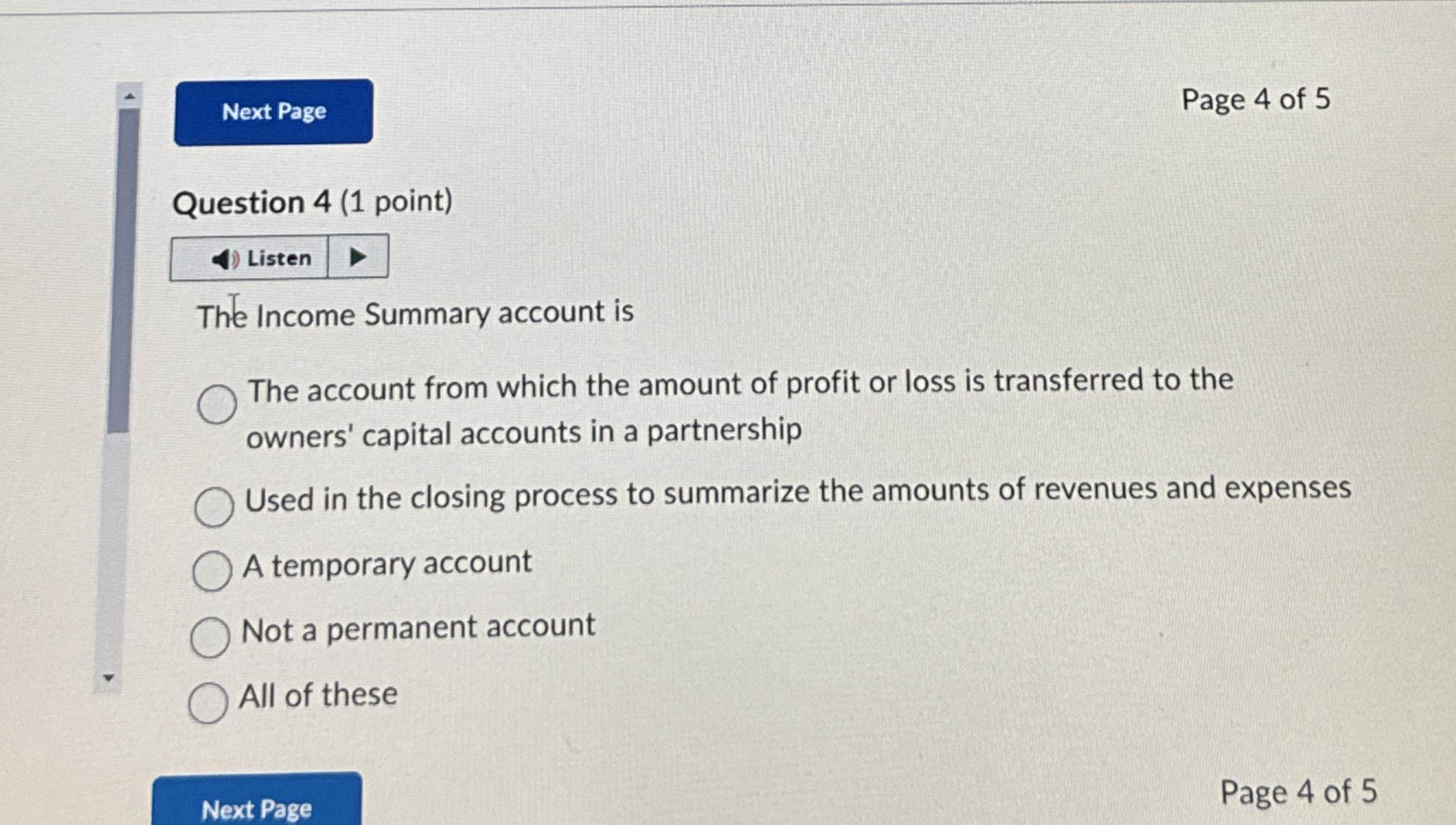 Solved Question 4 (1 ﻿point)The Income Summary account isThe | Chegg.com