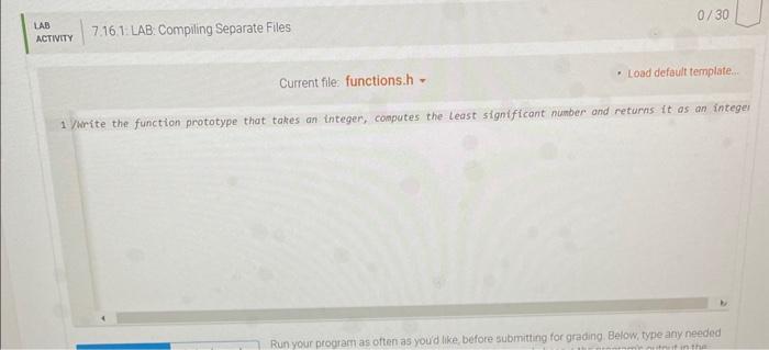 Solved 7.16 LAB: Compiling Separate Files For this | Chegg.com