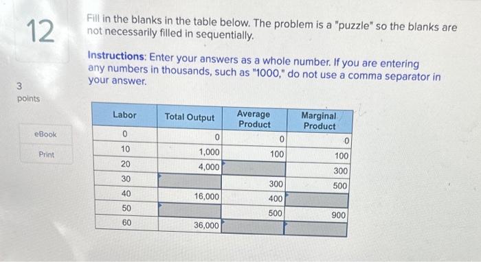 Solved Fill in the blanks in the table below. The problem is | Chegg.com