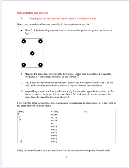 Data collection and analysis 1 Changing the distance | Chegg.com