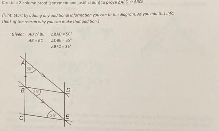 Solved Create a 2-column proof (statement and justification) | Chegg.com