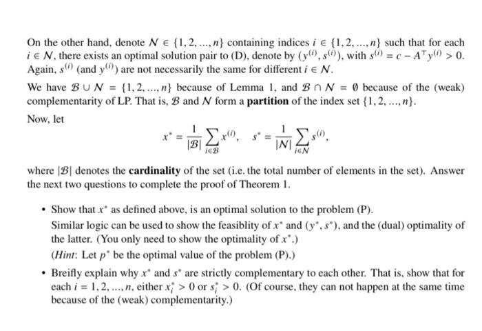 Solved Problem 1 (Strict Complementarity in Linear | Chegg.com
