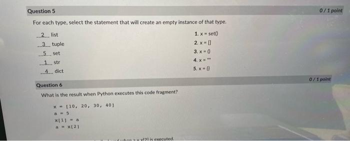 Solved Given this code fragment: t=(1,2,3) Match each action | Chegg.com