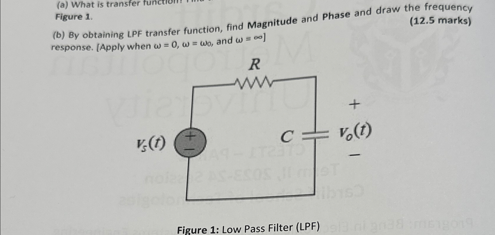 Solved Figure 1.(b) ﻿By obtaining LPF transfer function, | Chegg.com