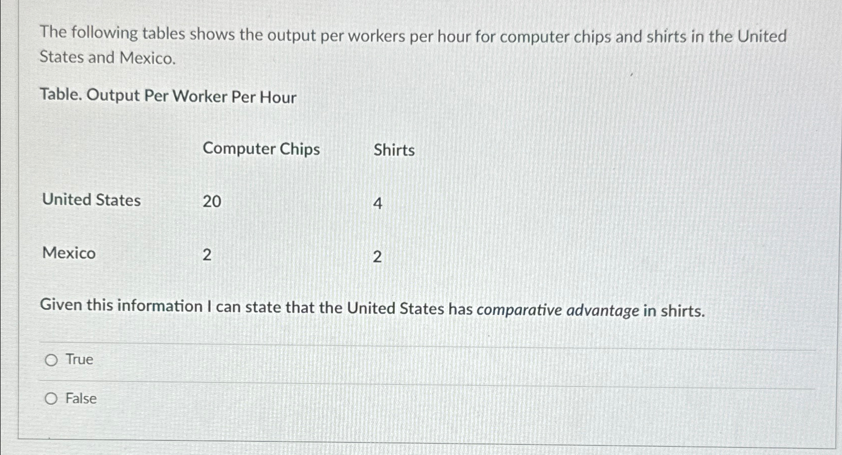Solved The following tables shows the output per workers per | Chegg.com