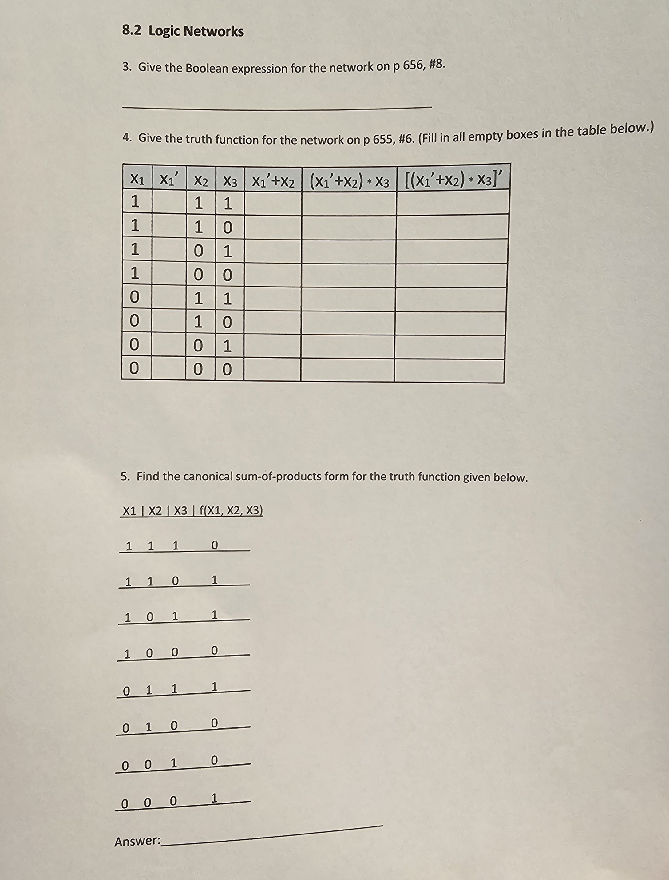 Solved 8.2 ﻿Logic NetworksGive the Boolean expression for | Chegg.com