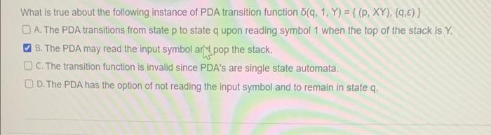 Solved What is true about the following instance of PDA | Chegg.com
