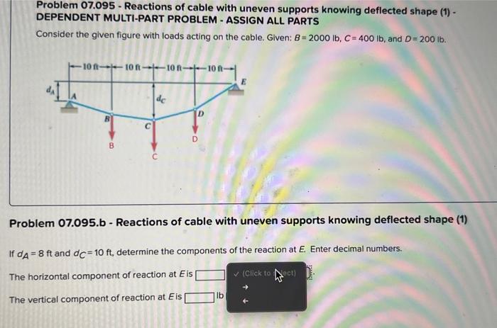 Solved Problem 07.095 - Reactions of cable with uneven | Chegg.com