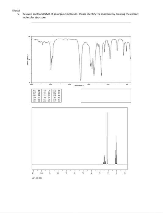 Solved 45 pts) 5. Below is an 1R and NMa of an organic | Chegg.com