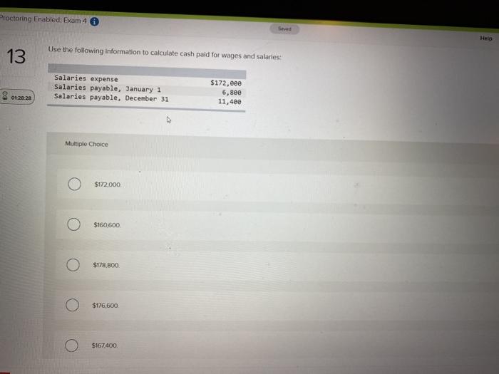 Solved Proctoring Enabled: Exam 4 Help Use the following | Chegg.com