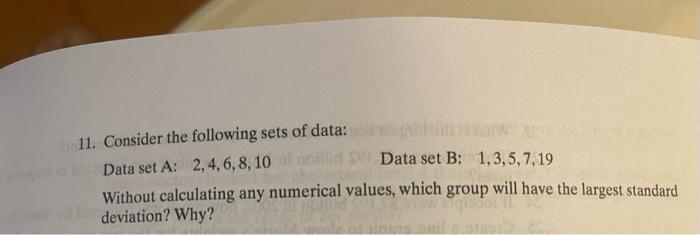 Solved Consider the following sets of data:Data set A: | Chegg.com
