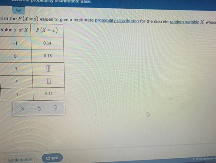 Solved fill in the P(X=x) values to give a legitimate | Chegg.com