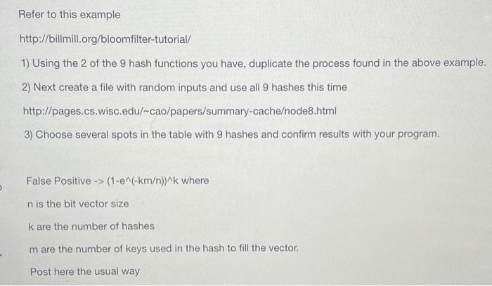 Solved http://billmill.org/bloomfilter-tutorial/ 1) Using | Chegg.com