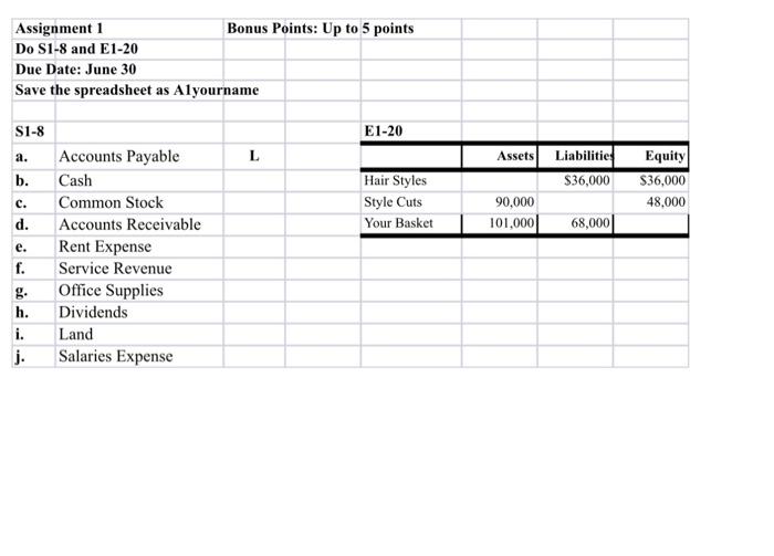 Solved E1-20 Using the accounting equation Compute the | Chegg.com