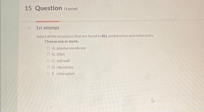 Solved 15 Question (1 point) V 1st attempt Select all the | Chegg.com