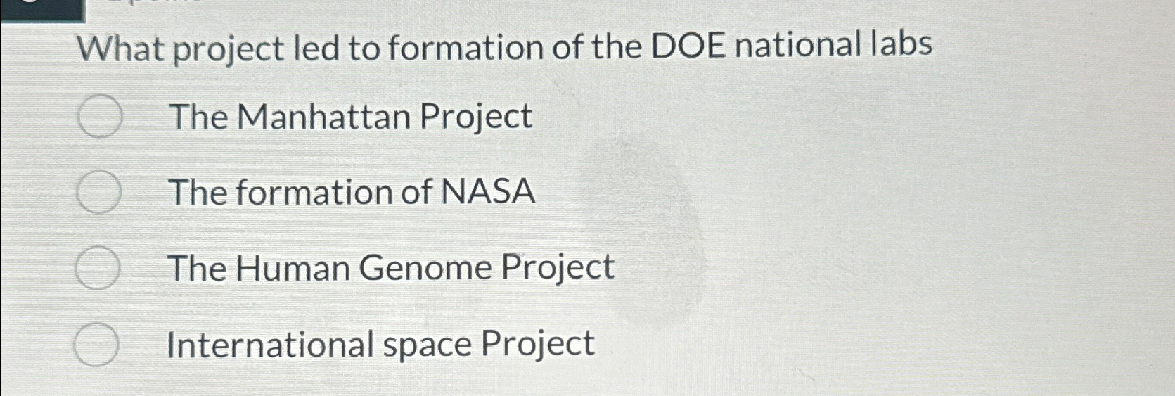 Solved What project led to formation of the DOE national | Chegg.com