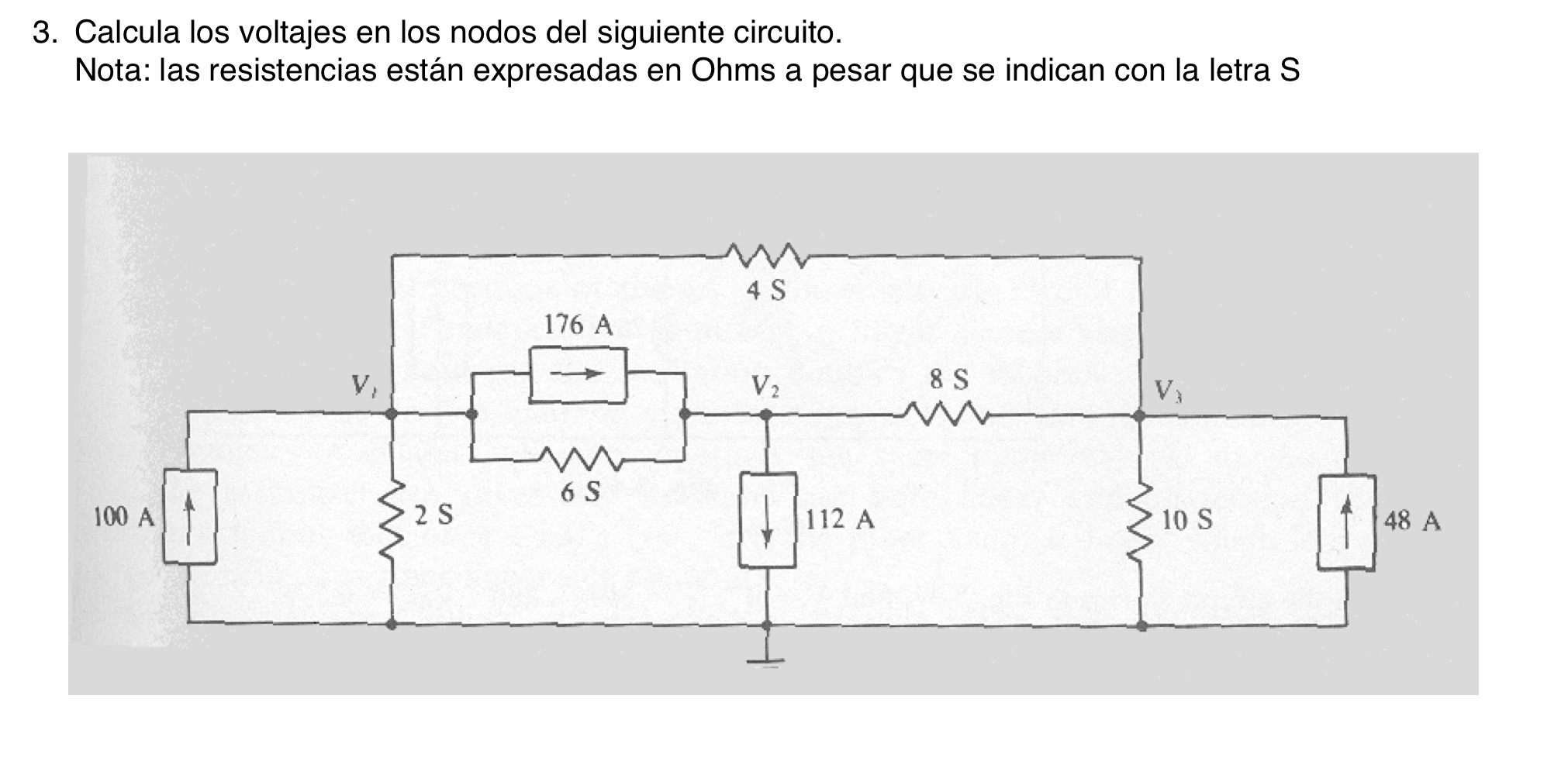 Solved Calcula los voltajes en los nodos del siguiente | Chegg.com