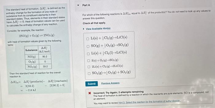 Solved The standard heat of formation, ΔHf, is defined as | Chegg.com