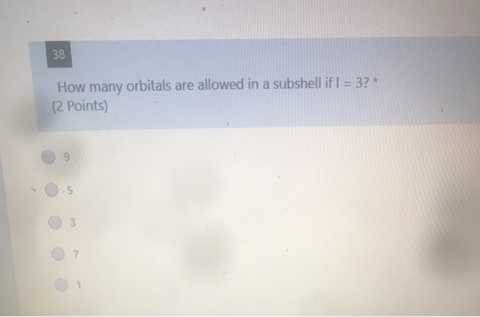 Solved How many orbitals are allowed in a subshell if I = | Chegg.com