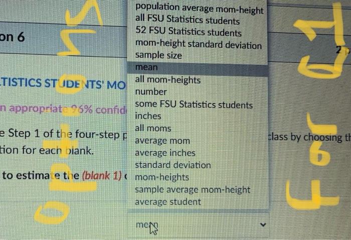 Solved The average of 52 FSU Statistics students' moms' | Chegg.com