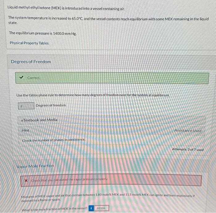 Solved Liquid methyl ethyl ketone (MEK) is introduced into a | Chegg.com